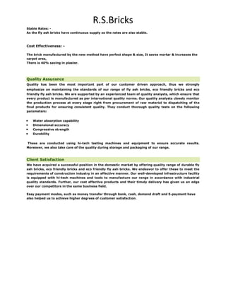 Fly ash bricks | DOCX