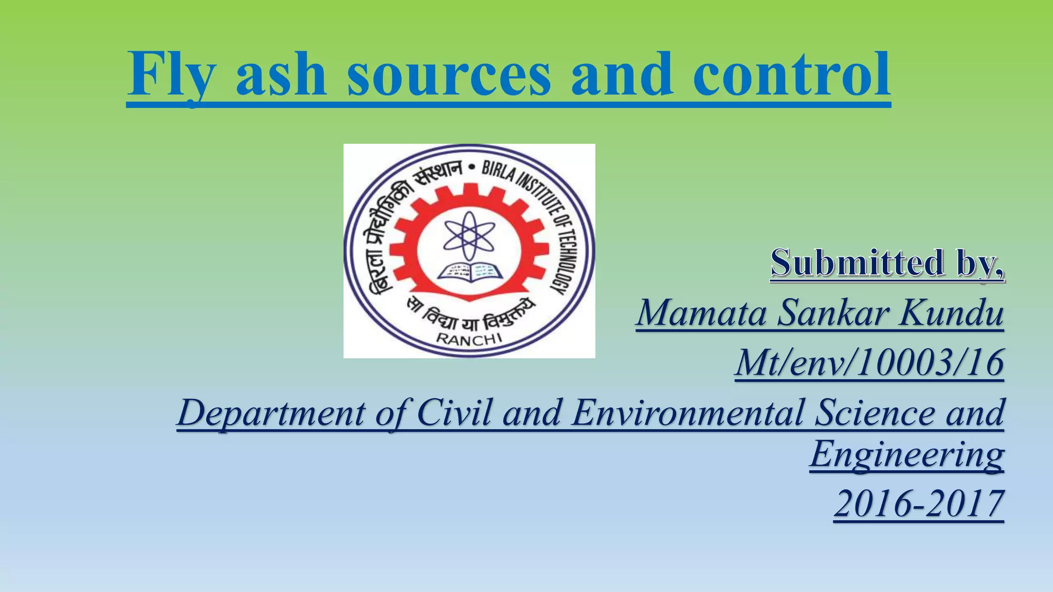 Fly ash sources and control | PPT