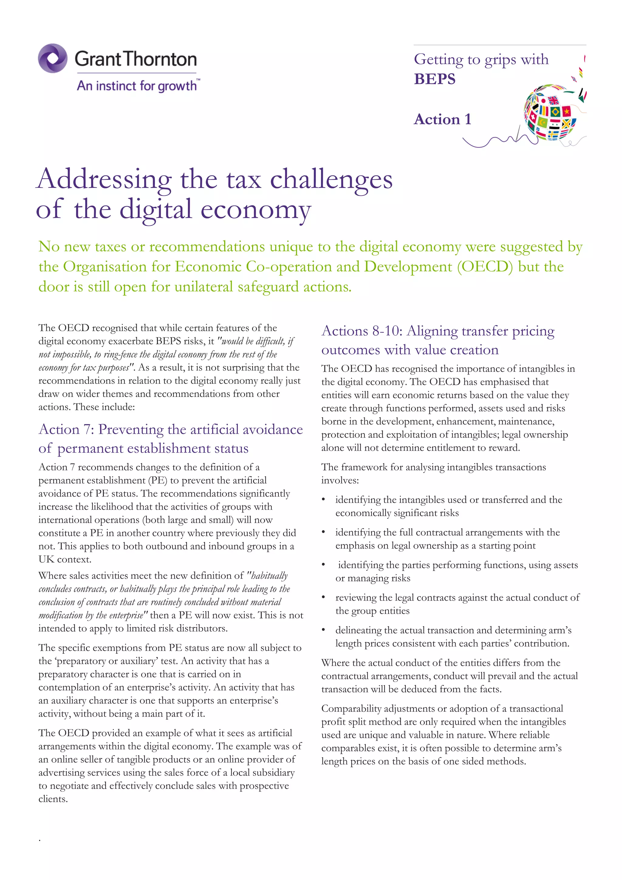 BEPS: Action #1 - Addressing the tax challenges of the digital economy ...