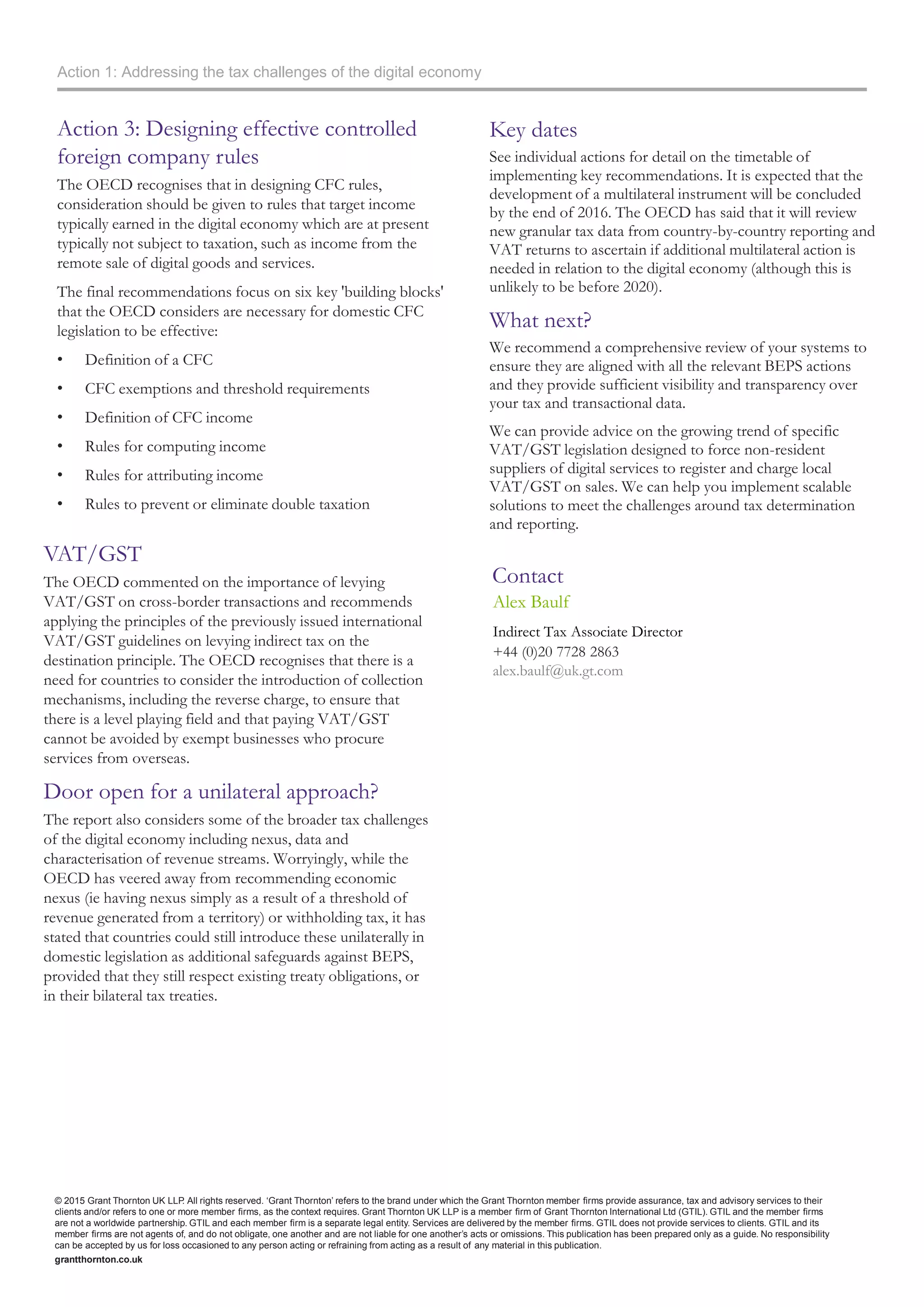 BEPS: Action #1 - Addressing the tax challenges of the digital economy ...