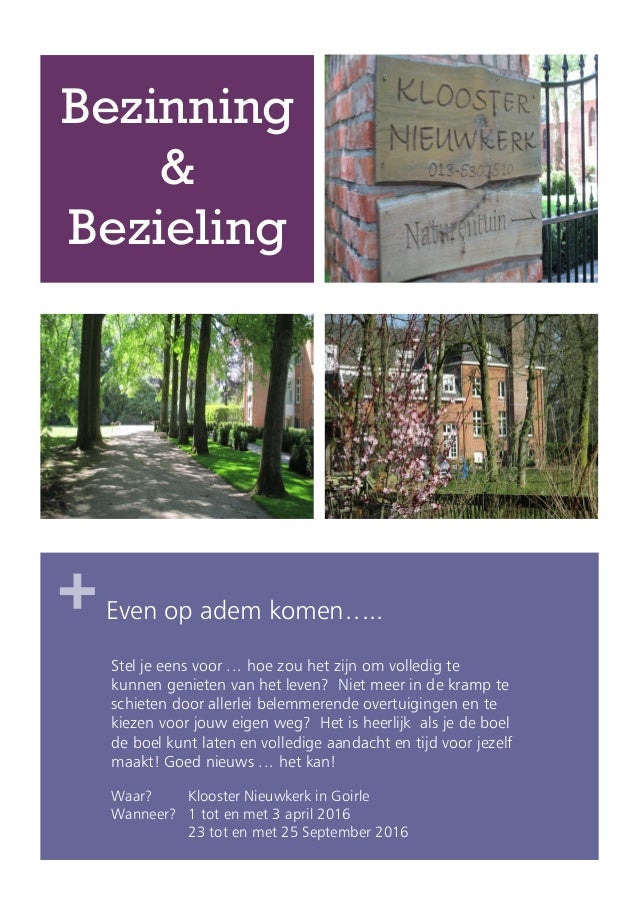 Flyer bezinning en bezieling klooster nieuwkerk 2016