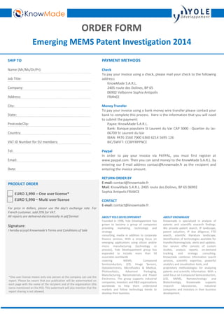 Emerging MEMS Patent Investigation Flyer | PDF