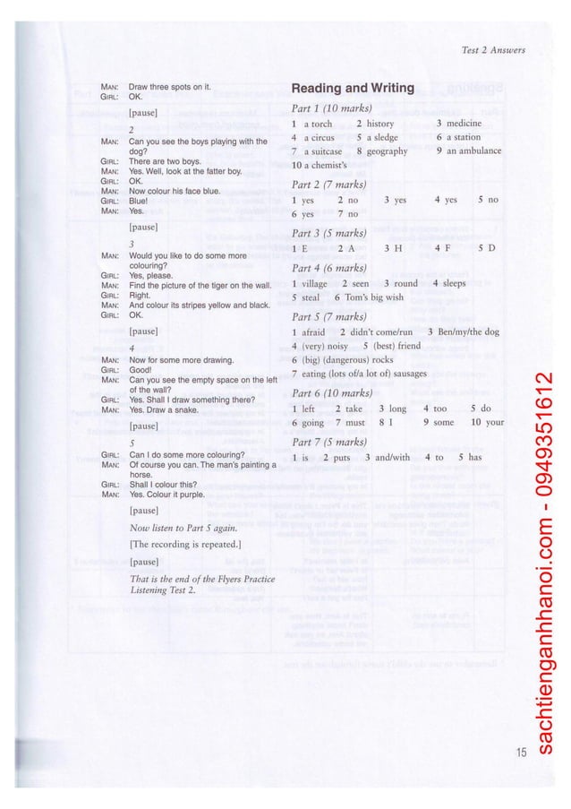 FLYER 2 - ANSWER KEY.pdf( Tờ rơi - đáp án) | PDF