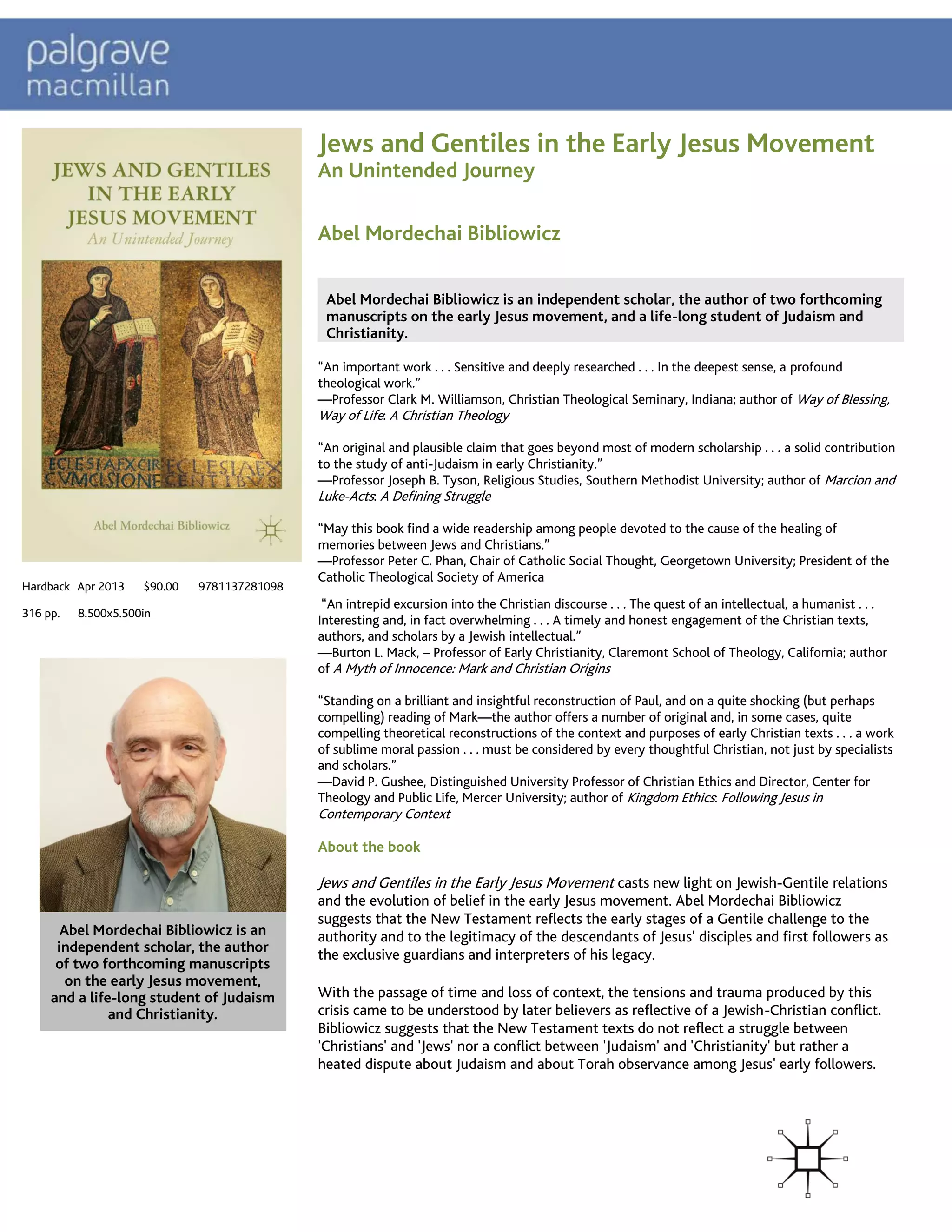 Jews and Gentiles in the Early Jesus Movement | PDF