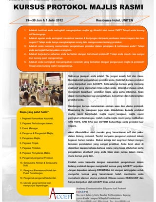 Program Umum ACCEPT: Kursus Protokol Majlis Rasmi | PDF