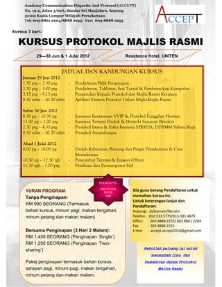 Program Umum ACCEPT: Kursus Protokol Majlis Rasmi | PDF
