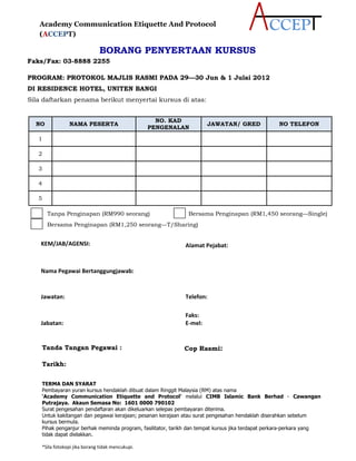 Program Umum ACCEPT: Kursus Protokol Majlis Rasmi | PDF