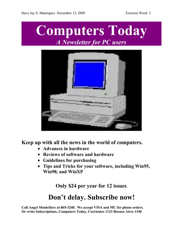 Flyer Computers Today | DOC