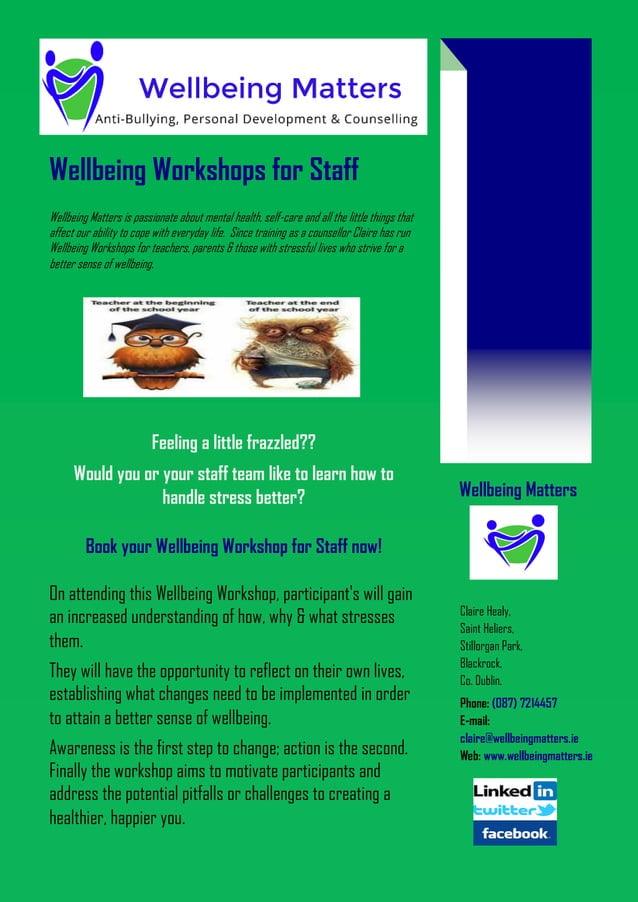 School wellbeing talks for teachers, school staff & parents | PDF