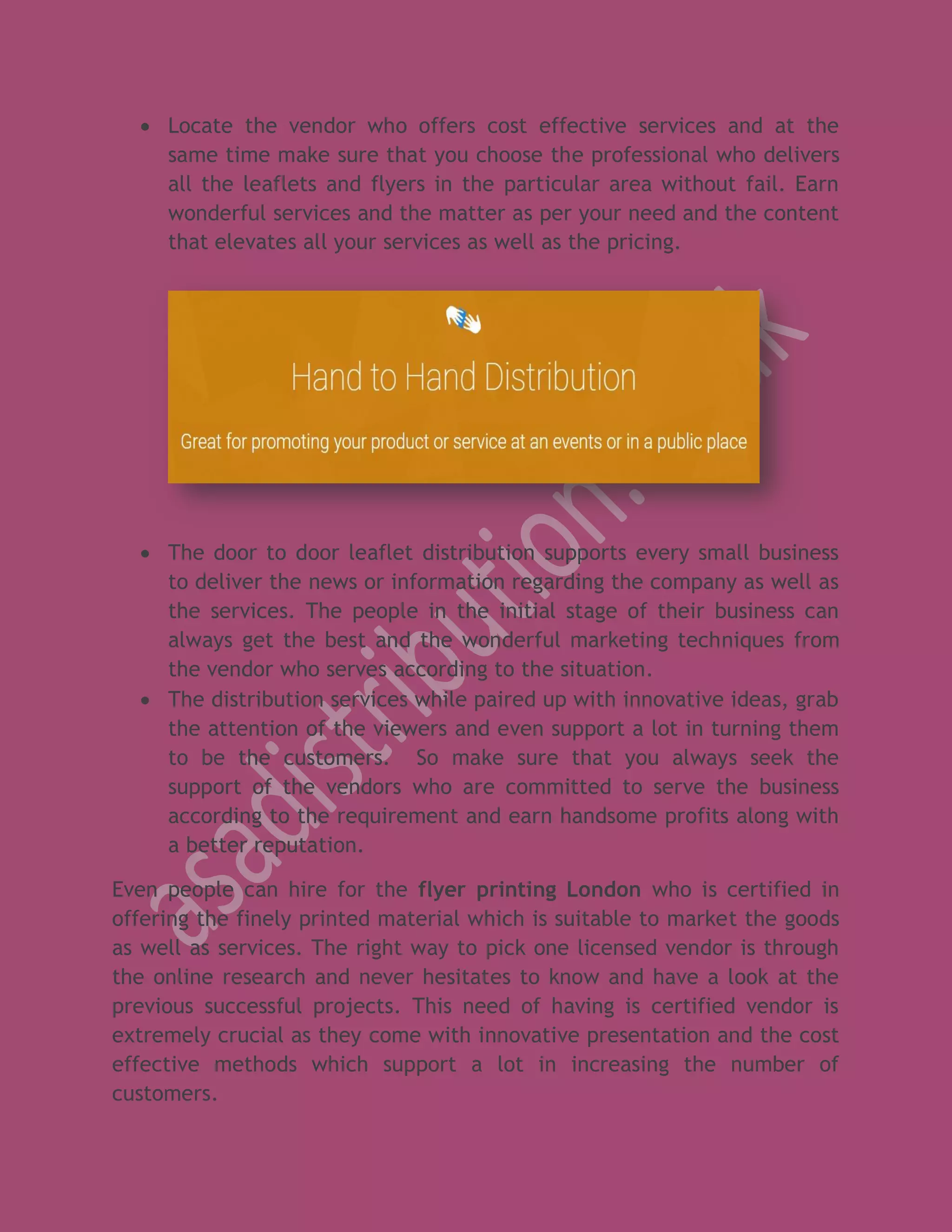 Flyer printing london, leaflet distribution birmingham asa distribution.co.uk