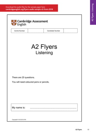 Flyers Sample Test 2 by Cambrudge Assessment | PDF