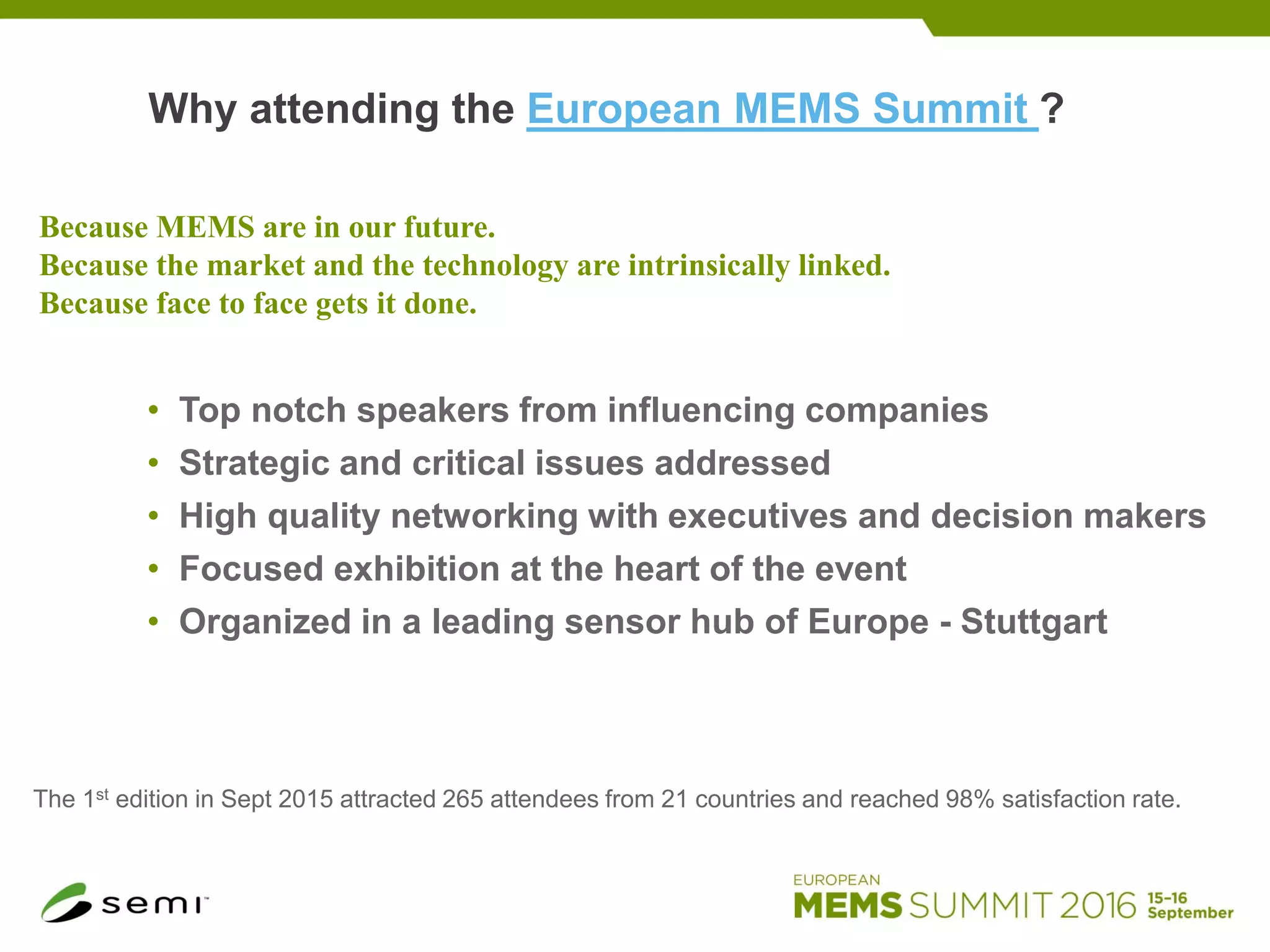 SEMI European Mems Summit 2016 - Flyer | PPT