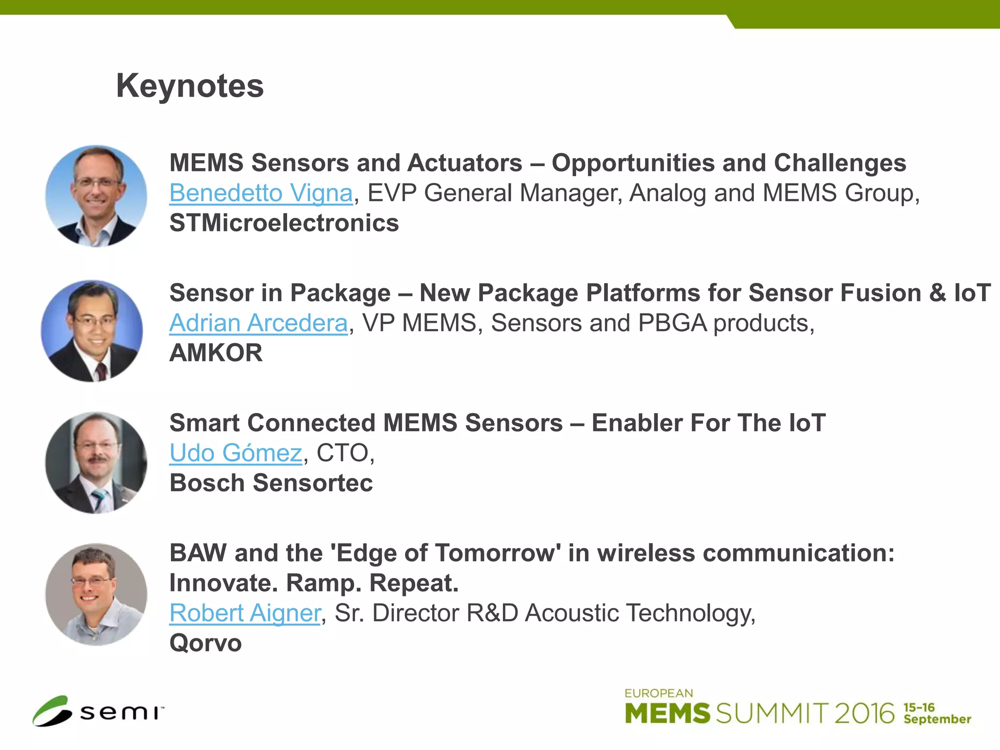 SEMI European Mems Summit 2016 - Flyer | PPT