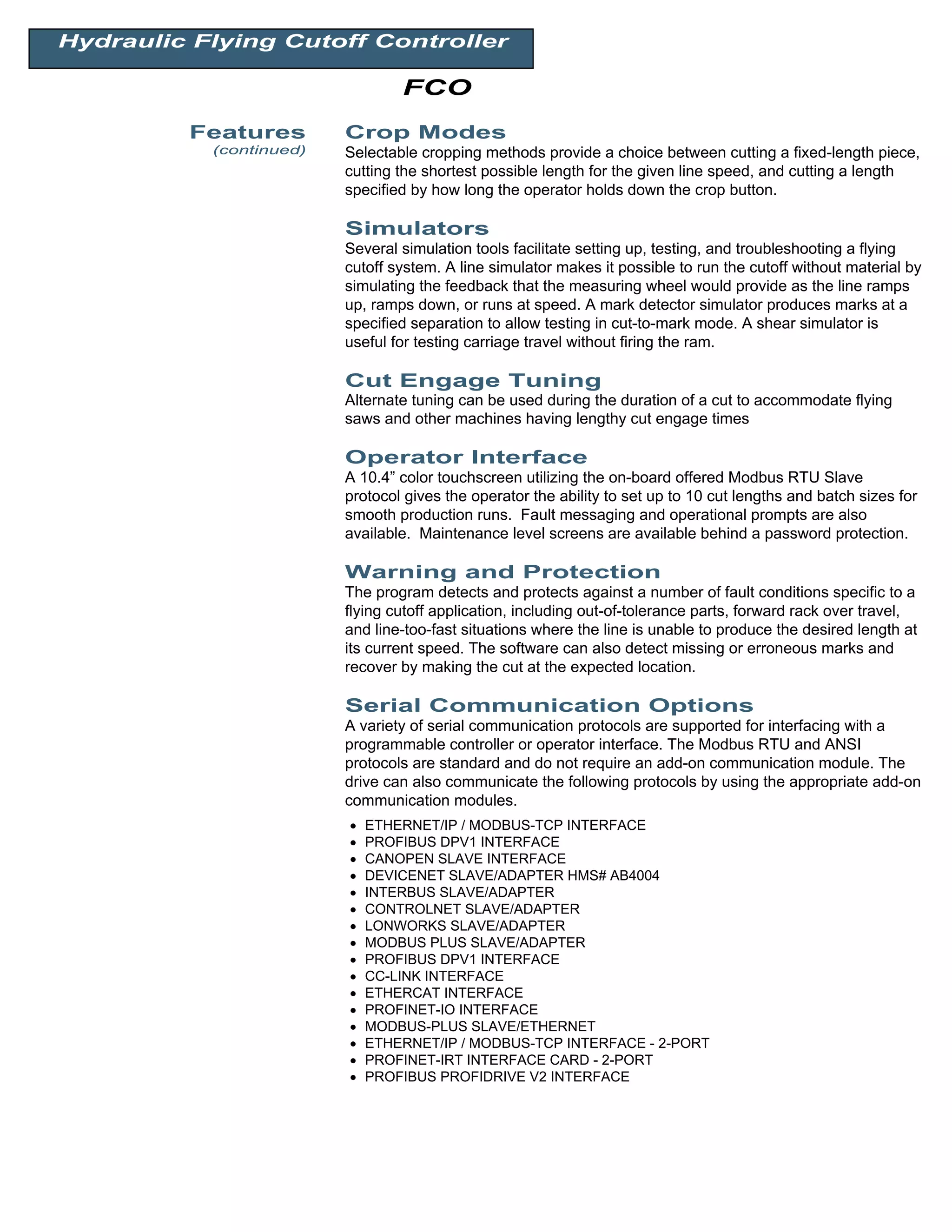 Flying Cut-off control - Hydraulic | Unico.pdf