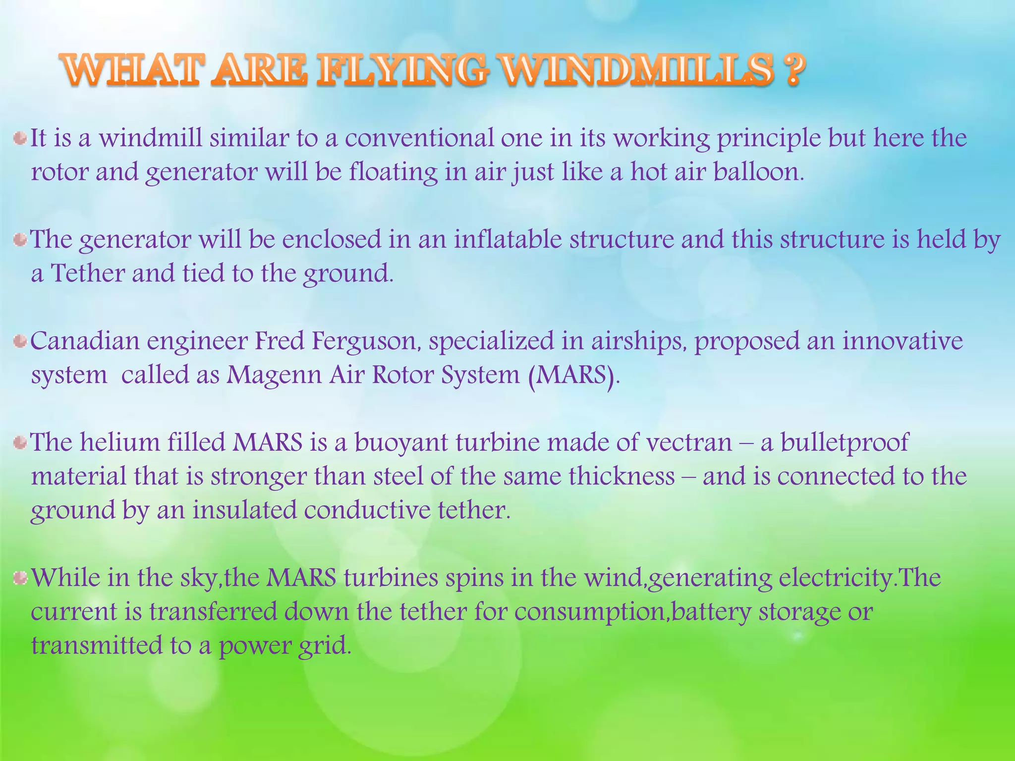 Flying wind mill presentation | PPTX
