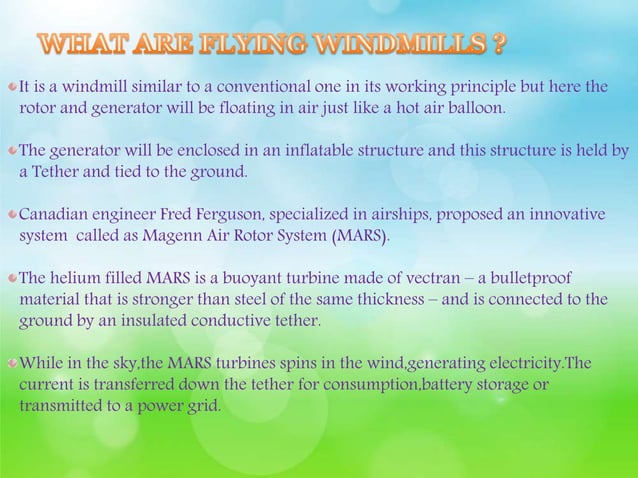 Flying wind mill presentation | PPTX