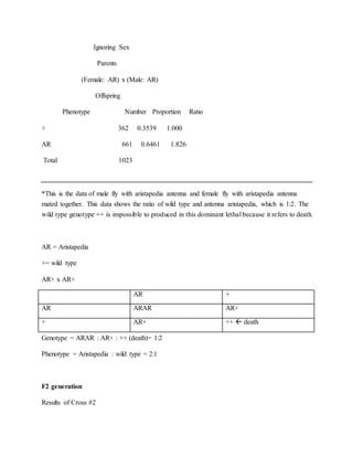 Fly lab experiment | DOCX | Genetics | Science