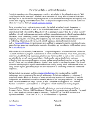 Fly to career highs as an aircraft technician | DOC