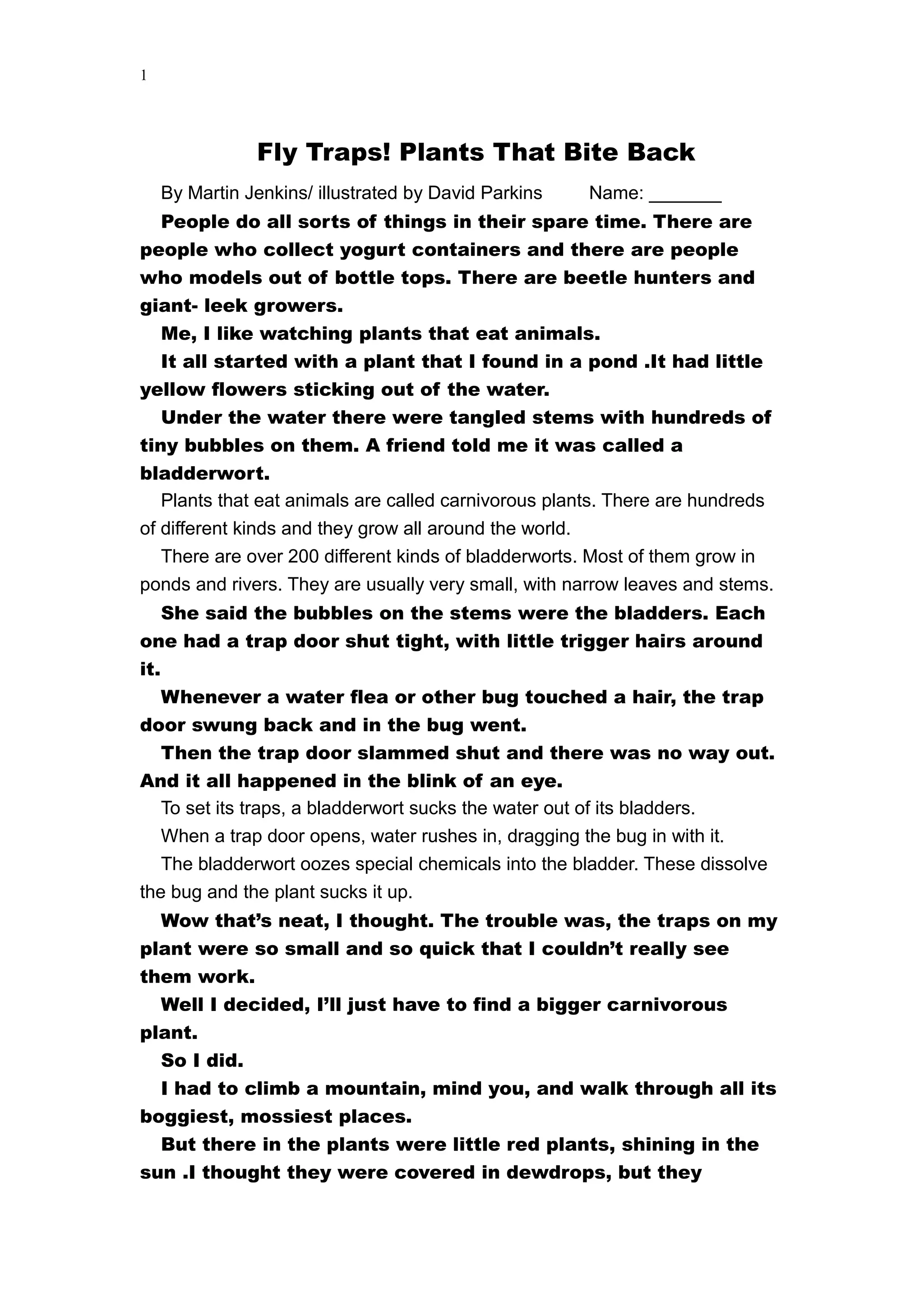 Flytraps text full | DOC