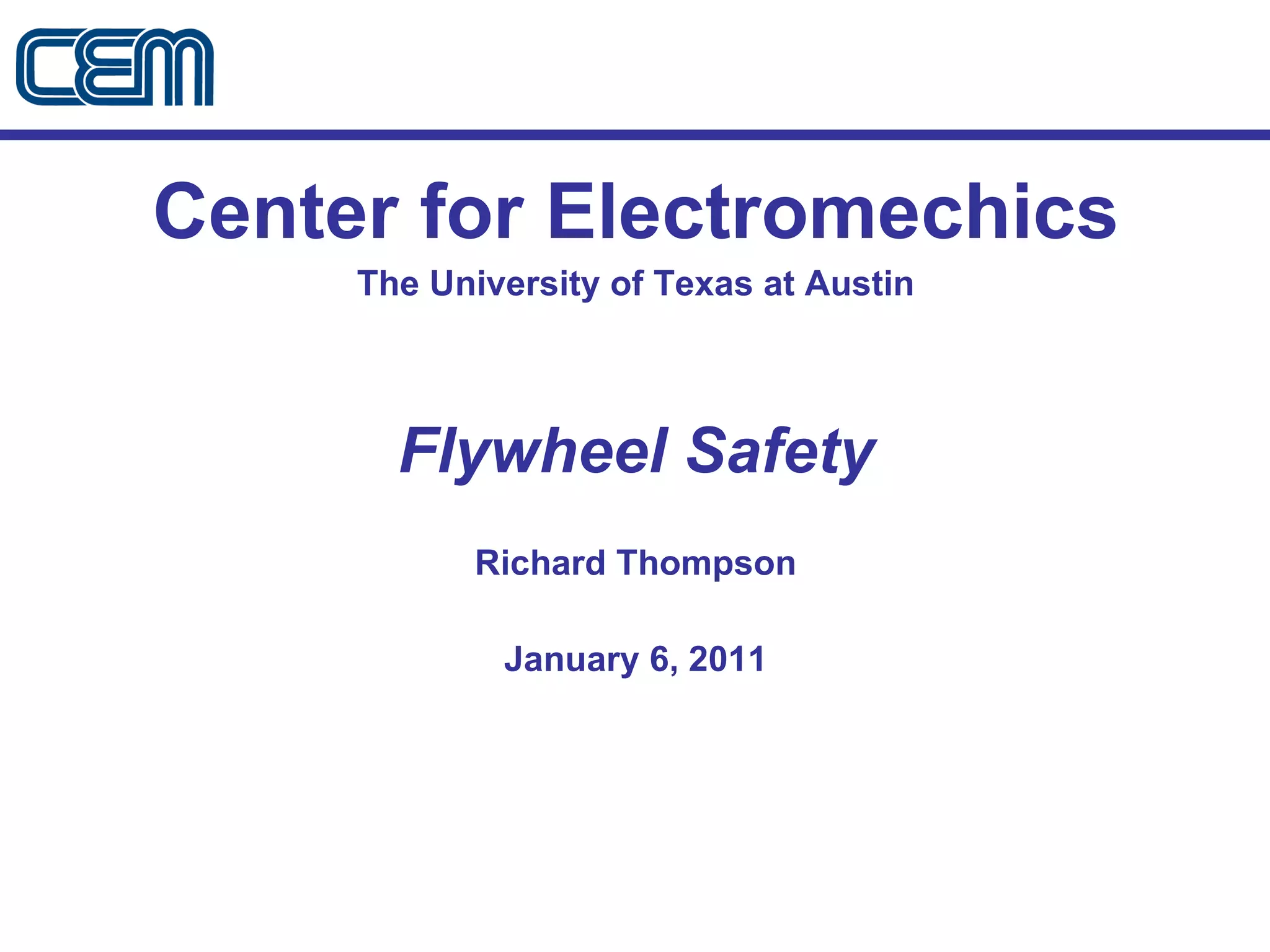 Flywheel Safety - Richard thompson - Jan 2011 | PPT