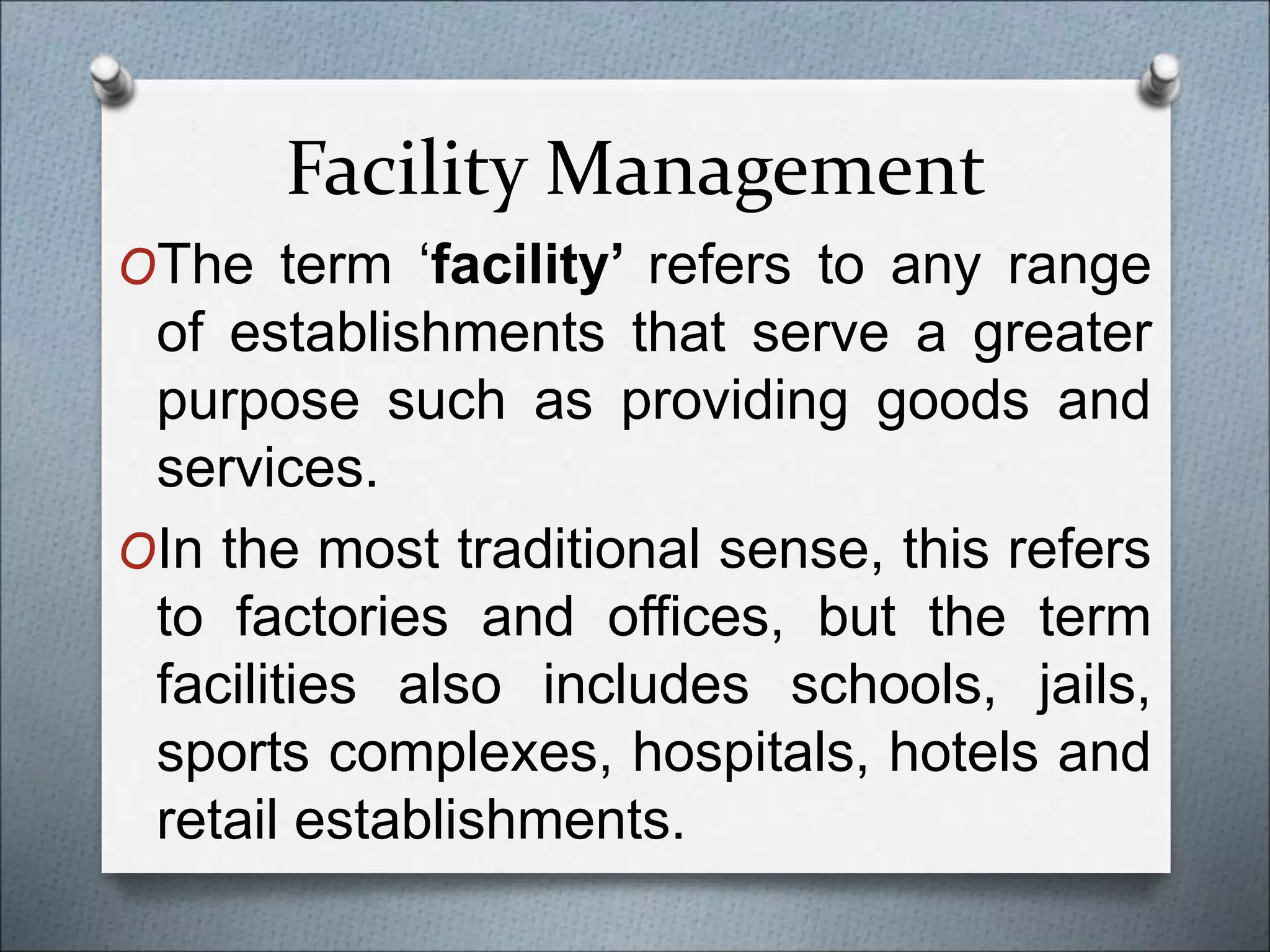Introduction to Facilities Management | PPT