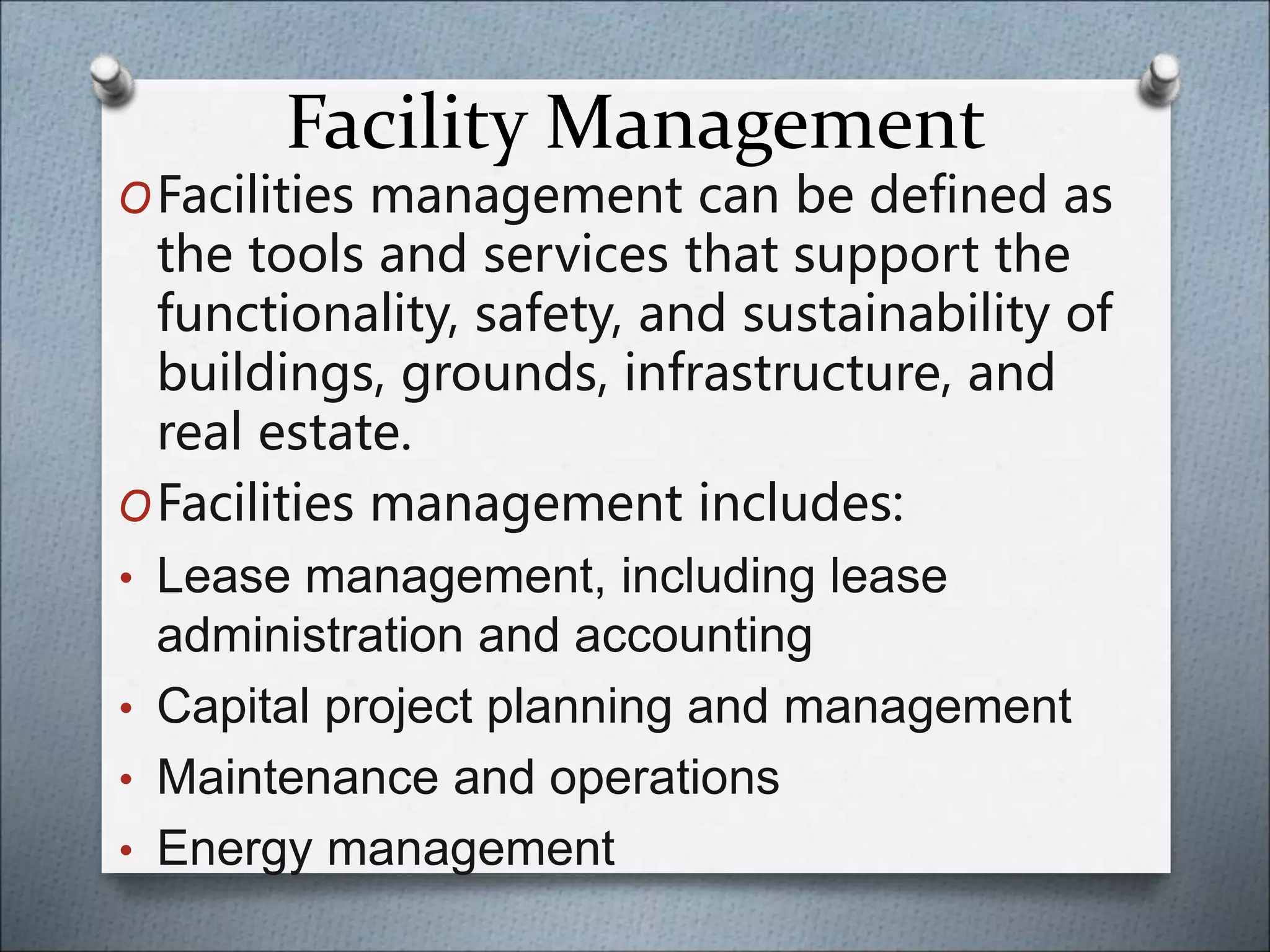 Introduction to Facilities Management | PPT