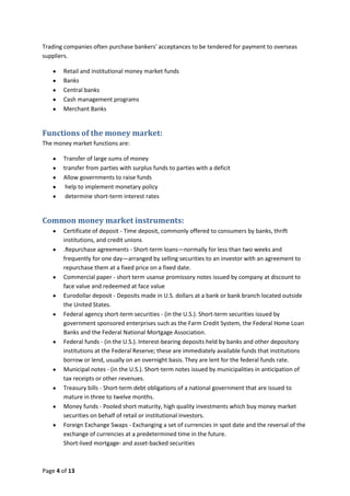 Critically examine the features of various common money market ...