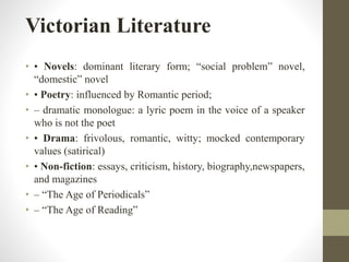 Victorian History and Literature(Novels, Poems & Drams ) | PPTX