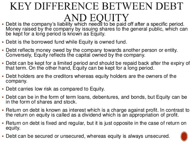 Difference Between Debt And Equity Financing