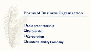 Forms of business organization in financial management | PPTX
