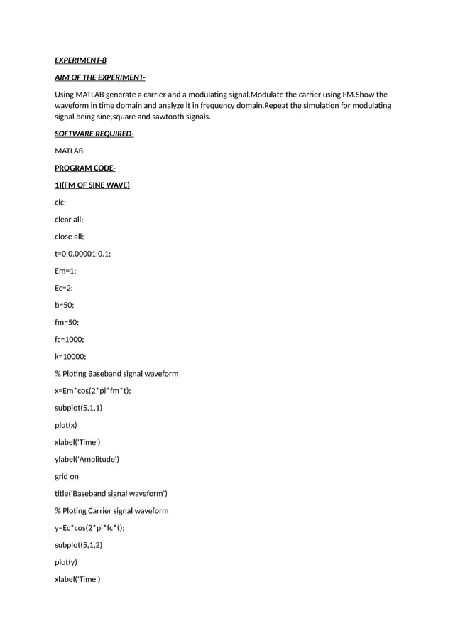 FM Frequency Modulation Codes Matlab.docx