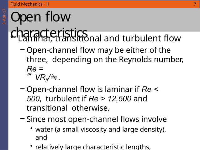 FM-II Week07 OpChannel Open-Channel Flow General Classification.pptx
