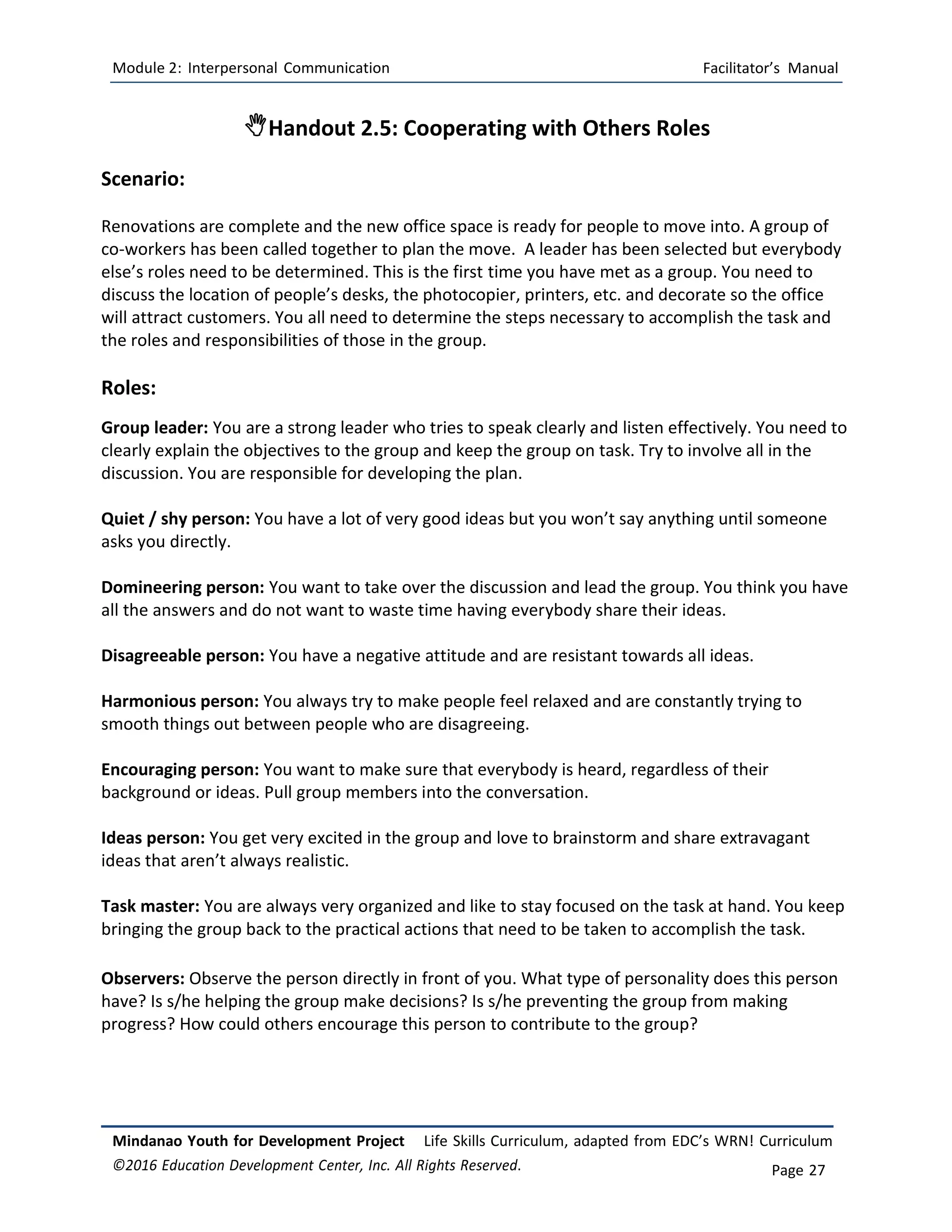 MyDev Life Skills module-2-interpersonal-communication | PDF