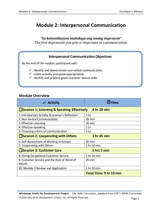 MyDev Life Skills module-2-interpersonal-communication MyDev Life Skills module-2-interpersonal-communication