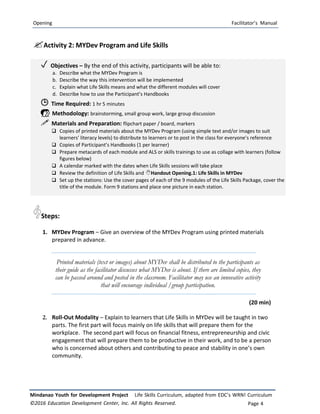 LIFE SKILLS opening-activity | PDF