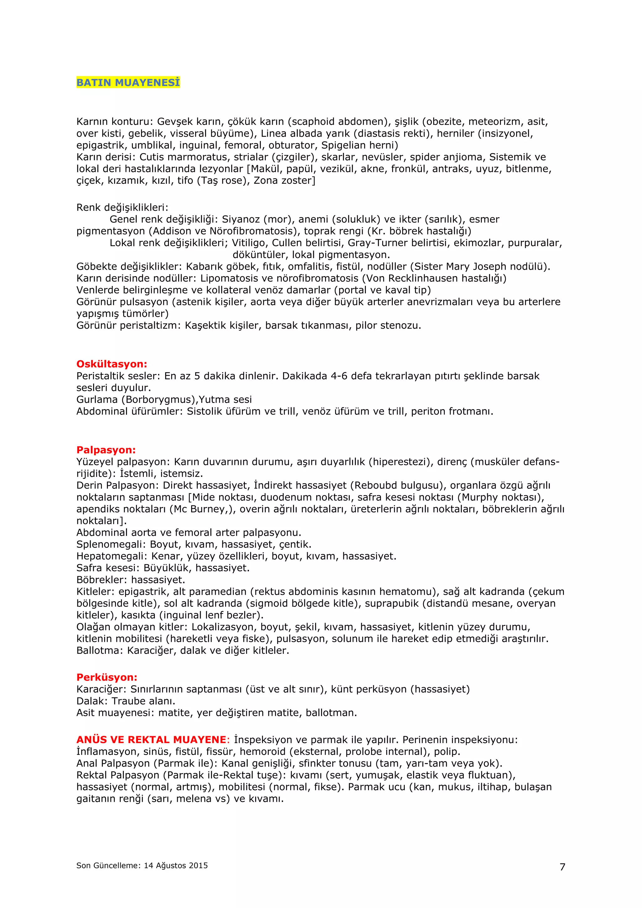 Fizik Muayene ve Anamnez | PDF