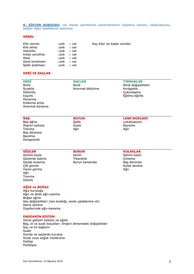 Fizik Muayene ve Anamnez | PDF