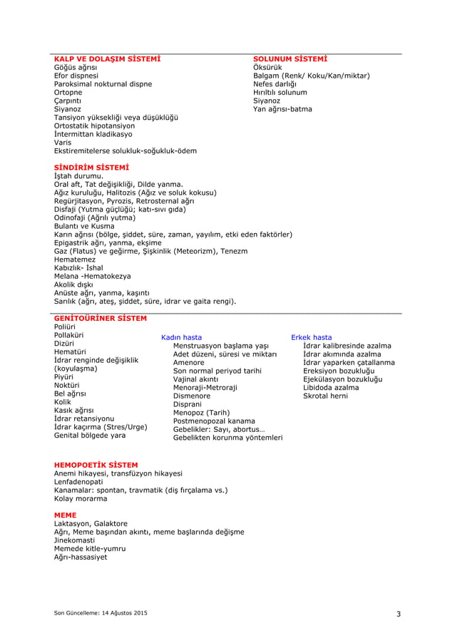 Fizik Muayene ve Anamnez | PDF