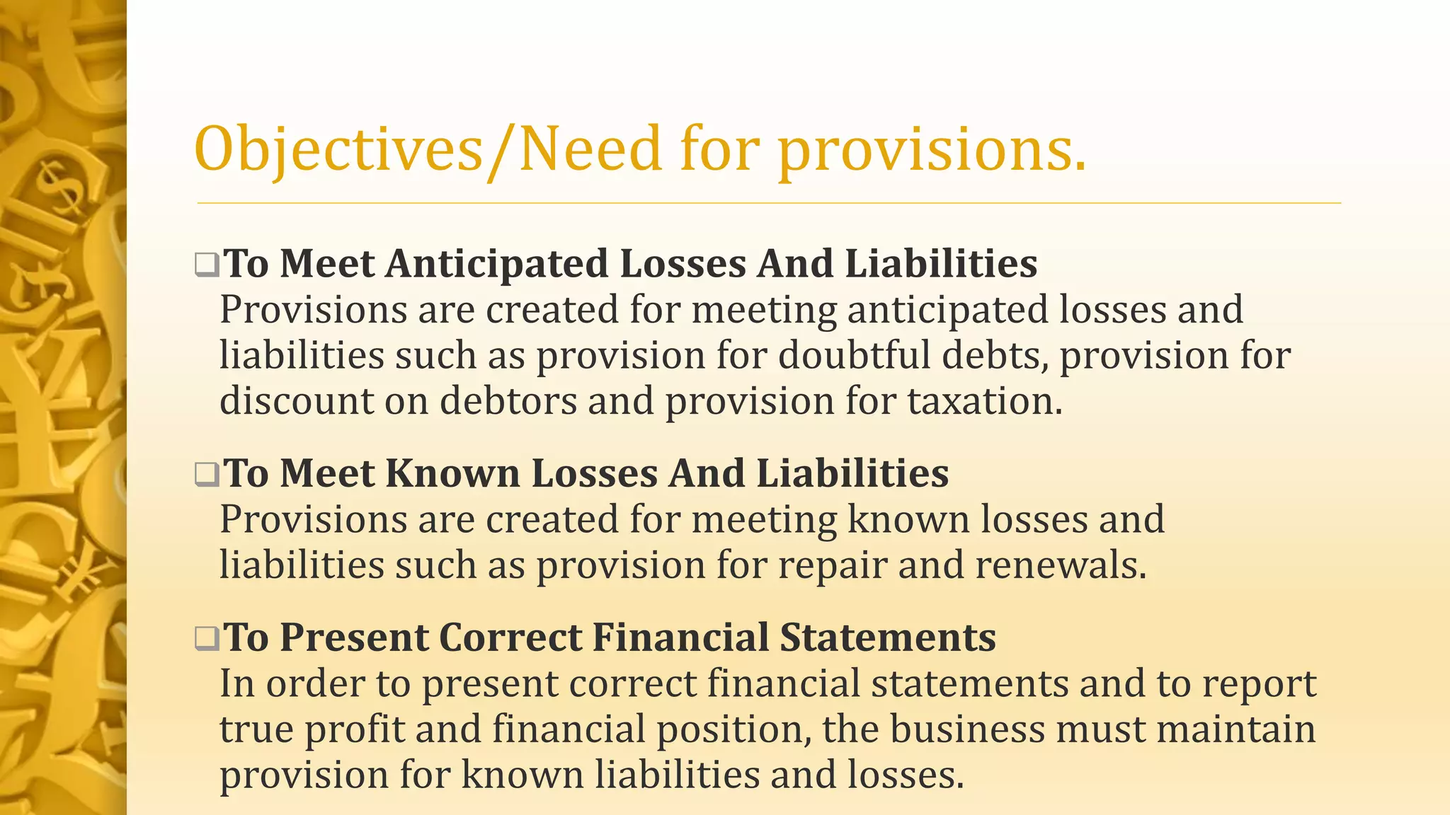 Provisions in Accounting and Treatment Thereof. | PPTX