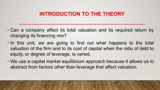 Capital structure theories - NI Approach, NOI approach & MM Approach | PPTX