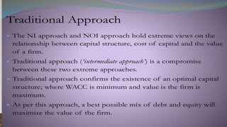 Capital structure theories - NI Approach, NOI approach & MM Approach | PPTX