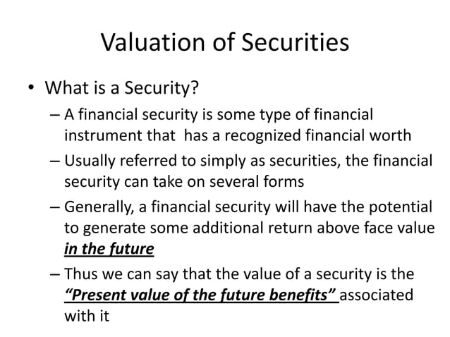 valuation of securities | PDF