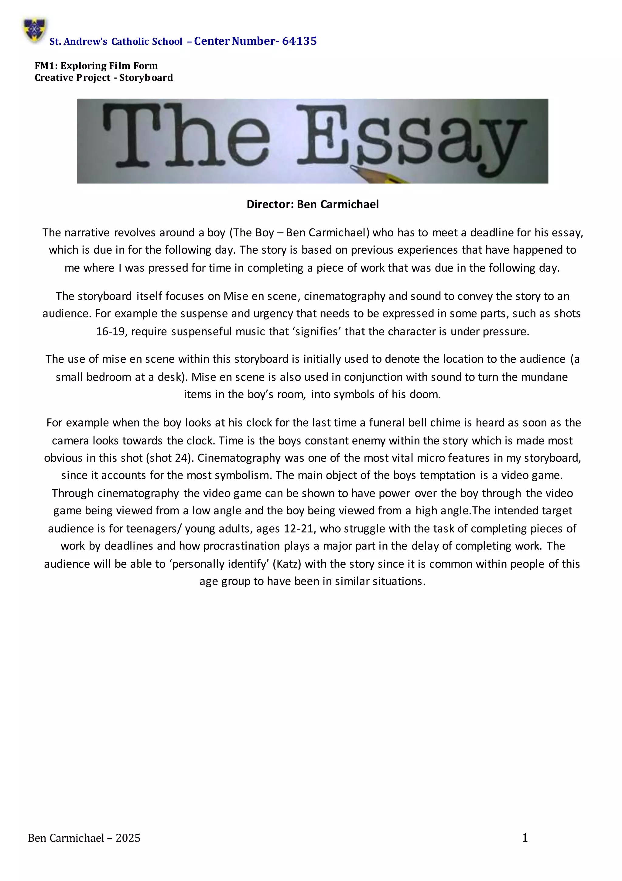 FM1 - Storyboard Exemplar 2) - 'A' Grade | DOCX