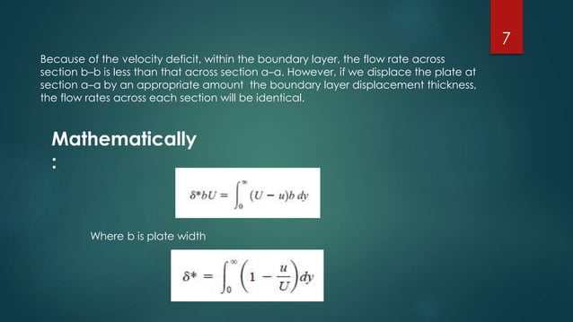 Boundary Layer Displacement Thickness & Momentum Thickness | PPT