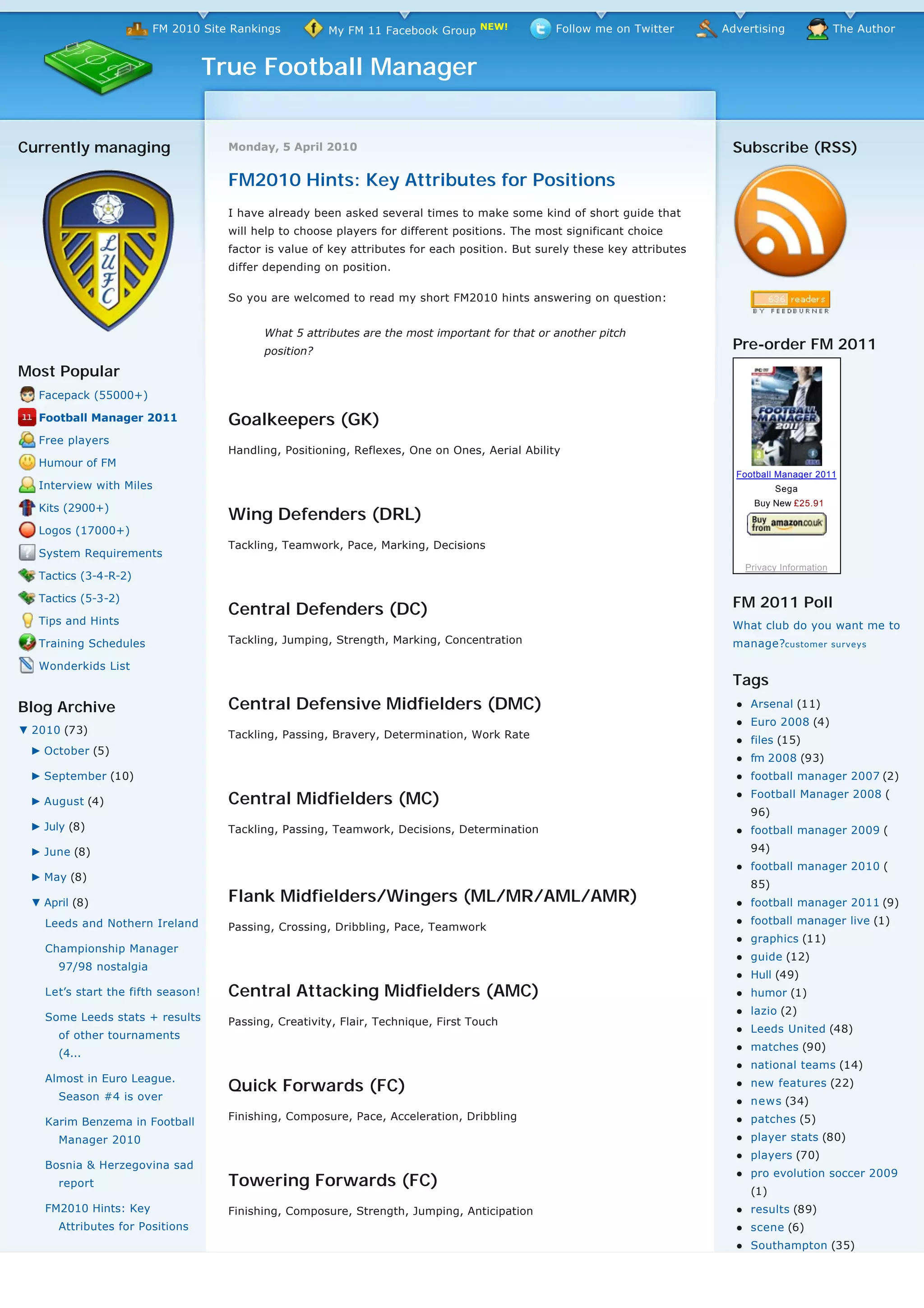 Fm 2010 key attributes for players | PDF