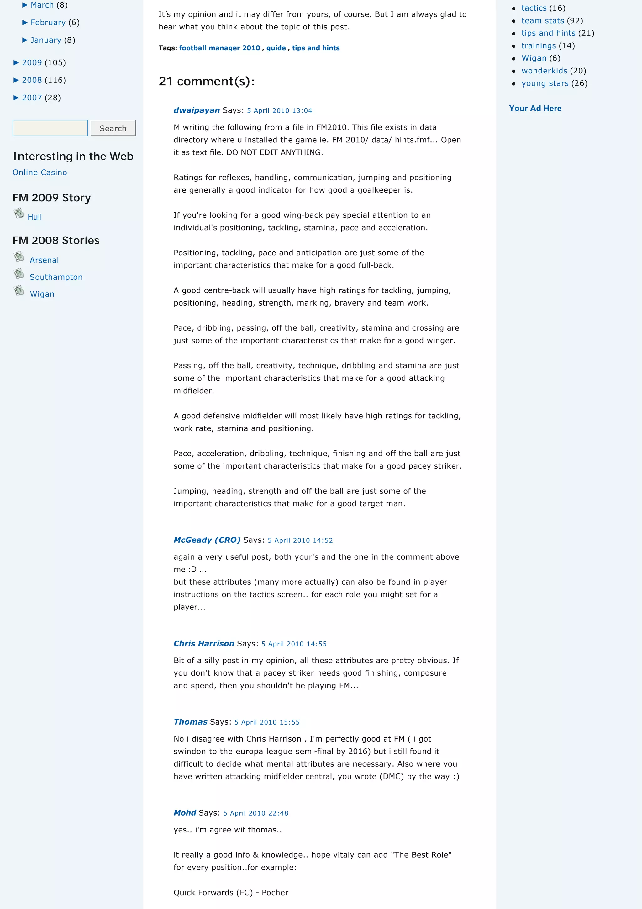 Fm 2010 key attributes for players | PDF