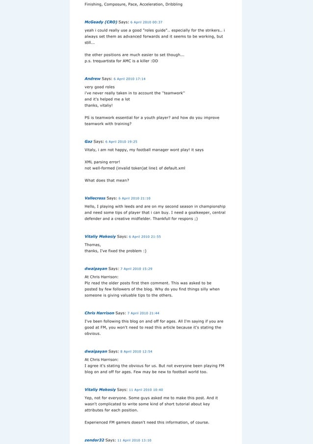 Fm 2010 key attributes for players | PDF