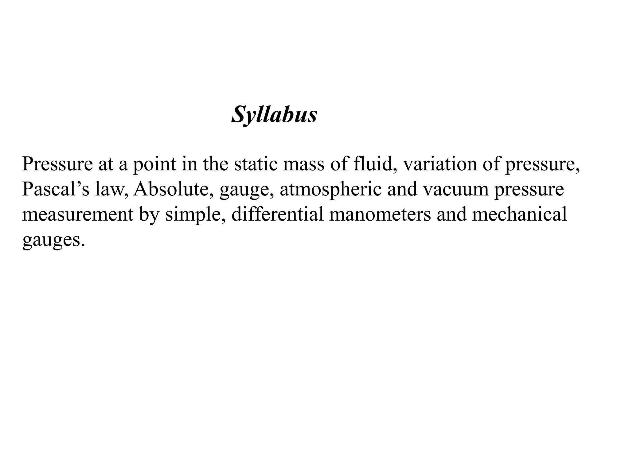 Pressure and its Measurement | PPT