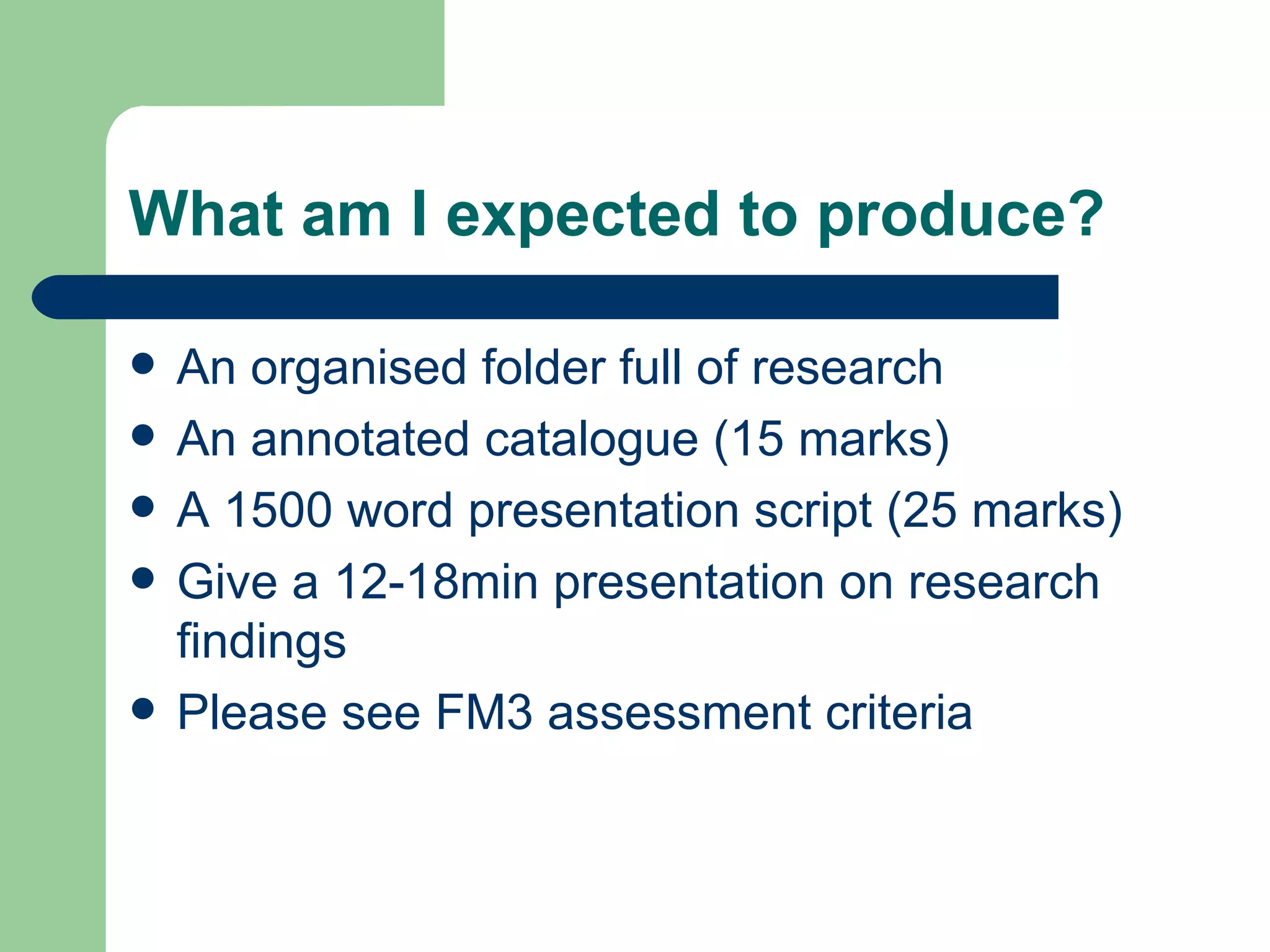 FM3 Small Scale Research: Overview | PPT