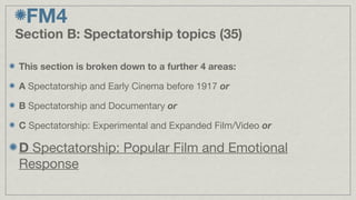 A2 Film A-Level Film Studies FM4 Spectatorship Revision | PPT